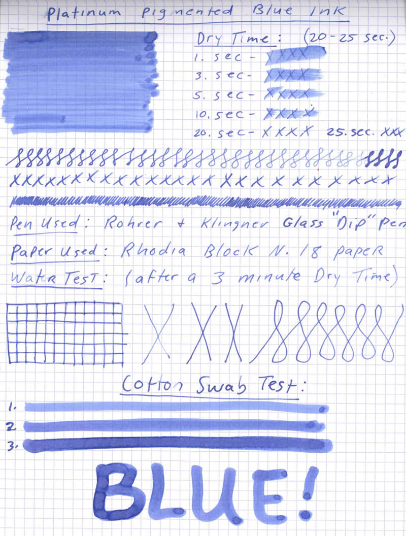Platinum Pigmented Blue Ink Review - Pen Chalet