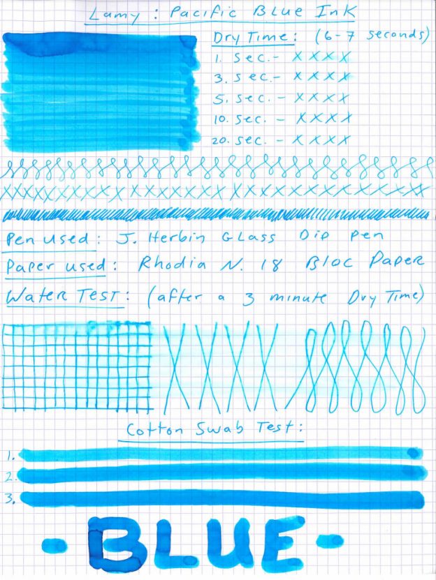 Lamy Pacific Blue Ink Review - Pen Chalet