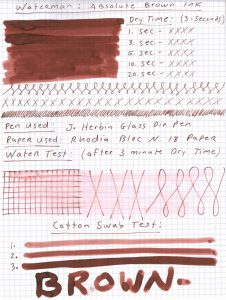 Waterman Absolute Brown Ink Review & Giveaway - Pen Chalet