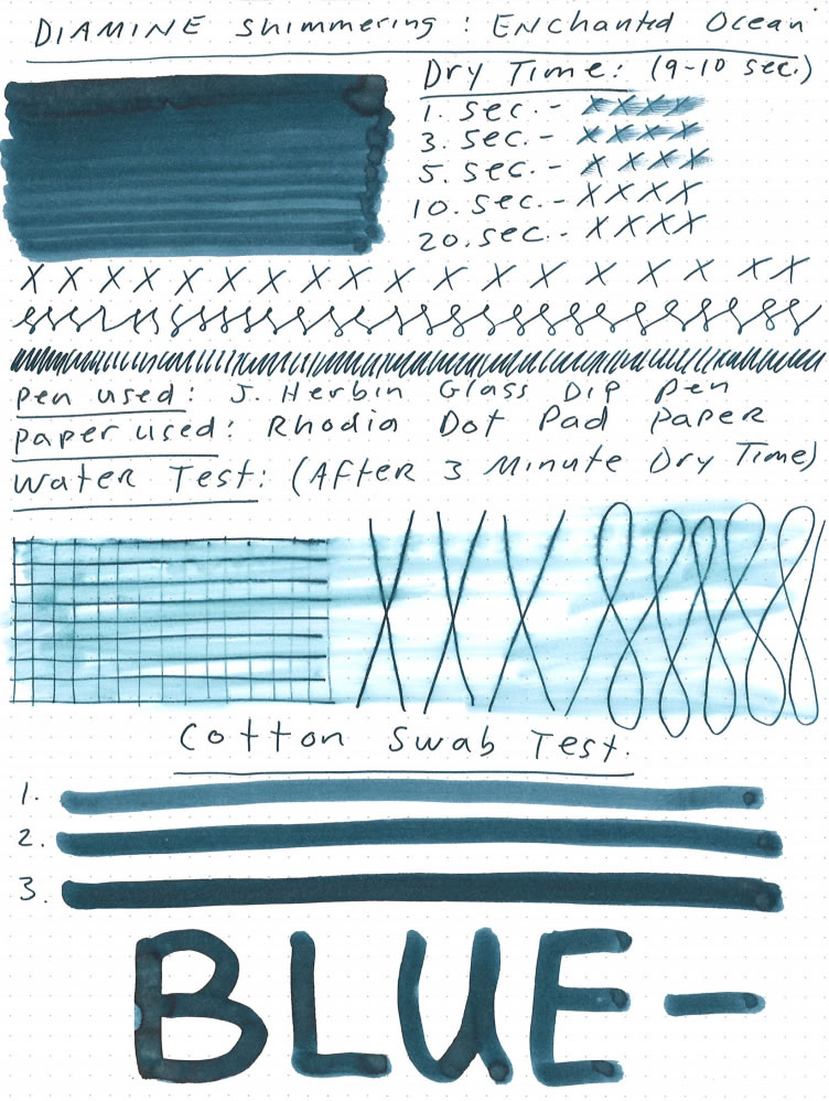 Diamine Enchanted Ocean Shimmering Ink Review & Giveaway - Pen Chalet