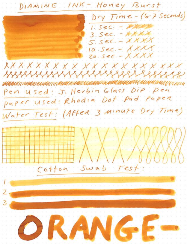 Diamine Honey Burst Ink Review & Giveaway - Pen Chalet