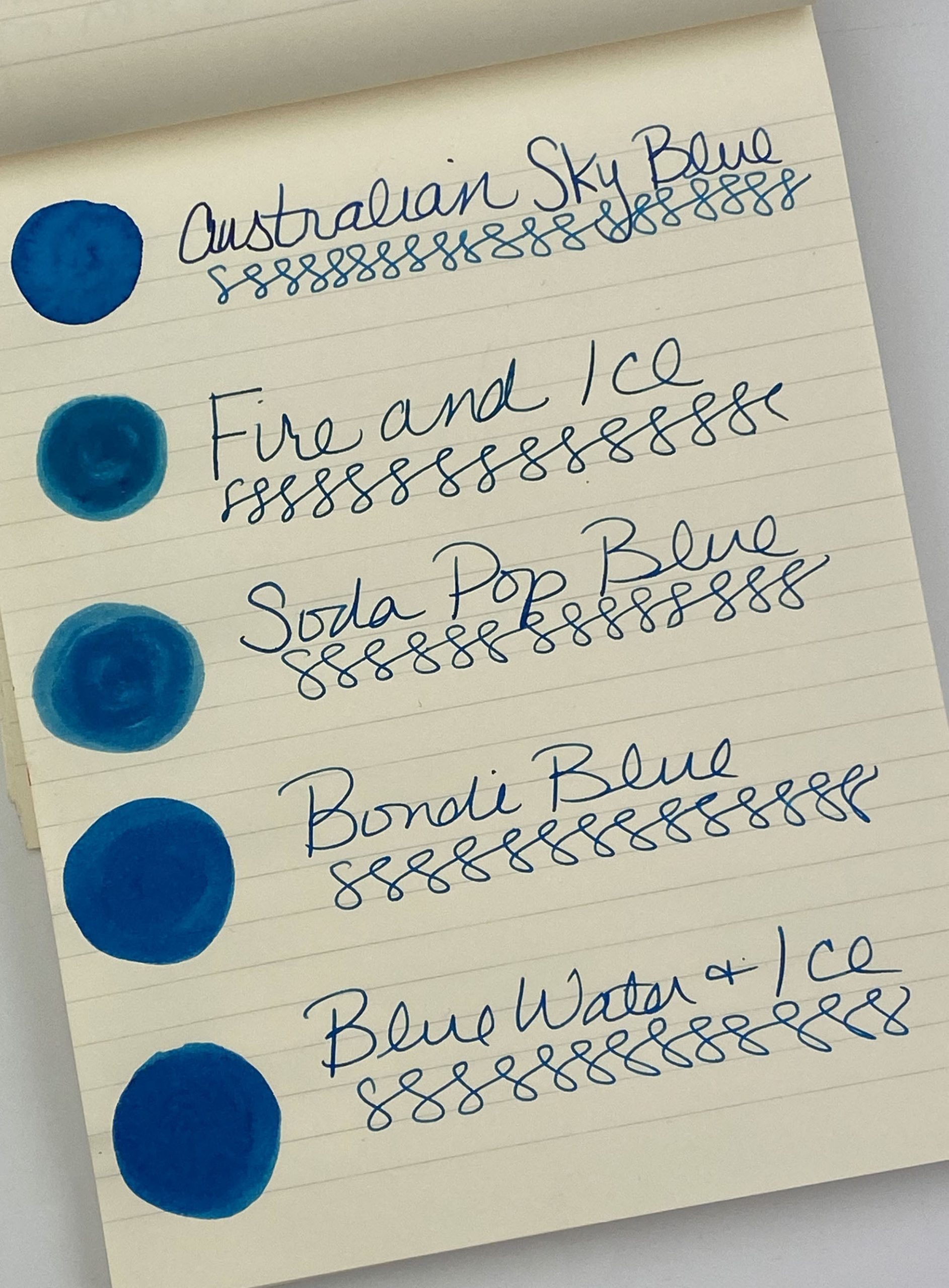 RO Bright Blue inks comparison_cropped - Pen Chalet