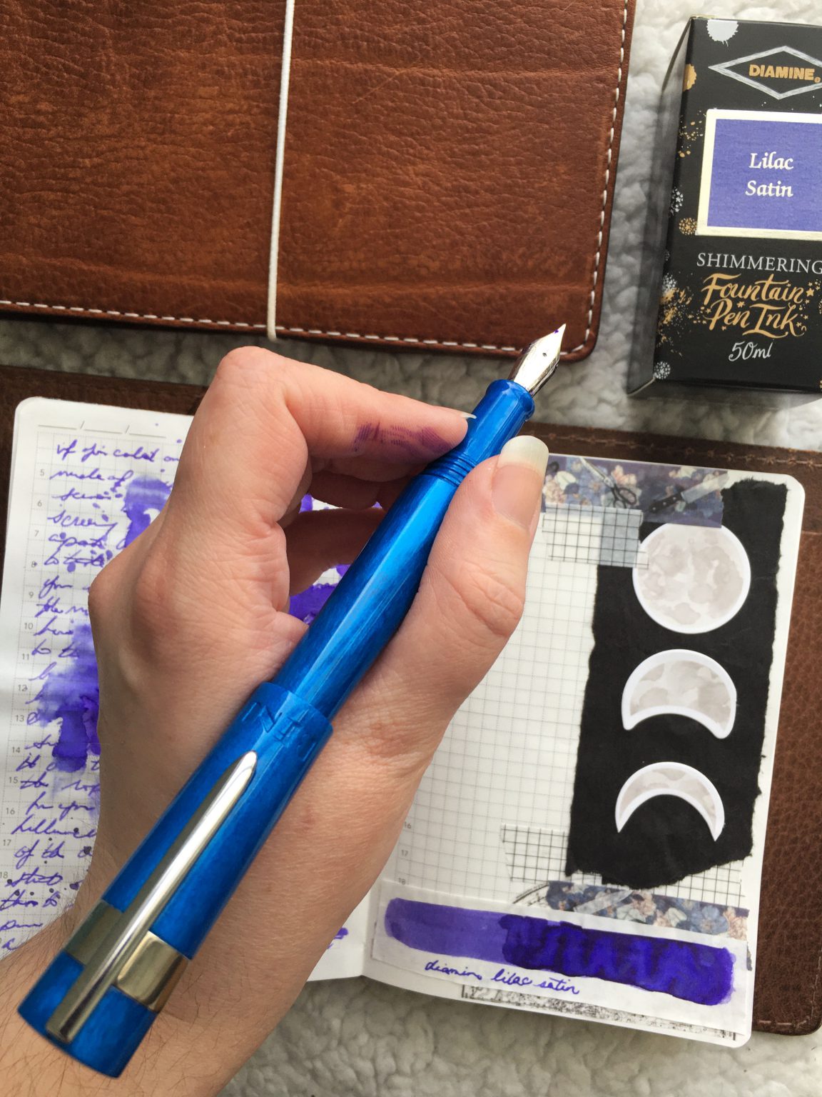 Benu Supreme Fountain Pen Review + Diamine Lilac Satin Shimmering Ink ...