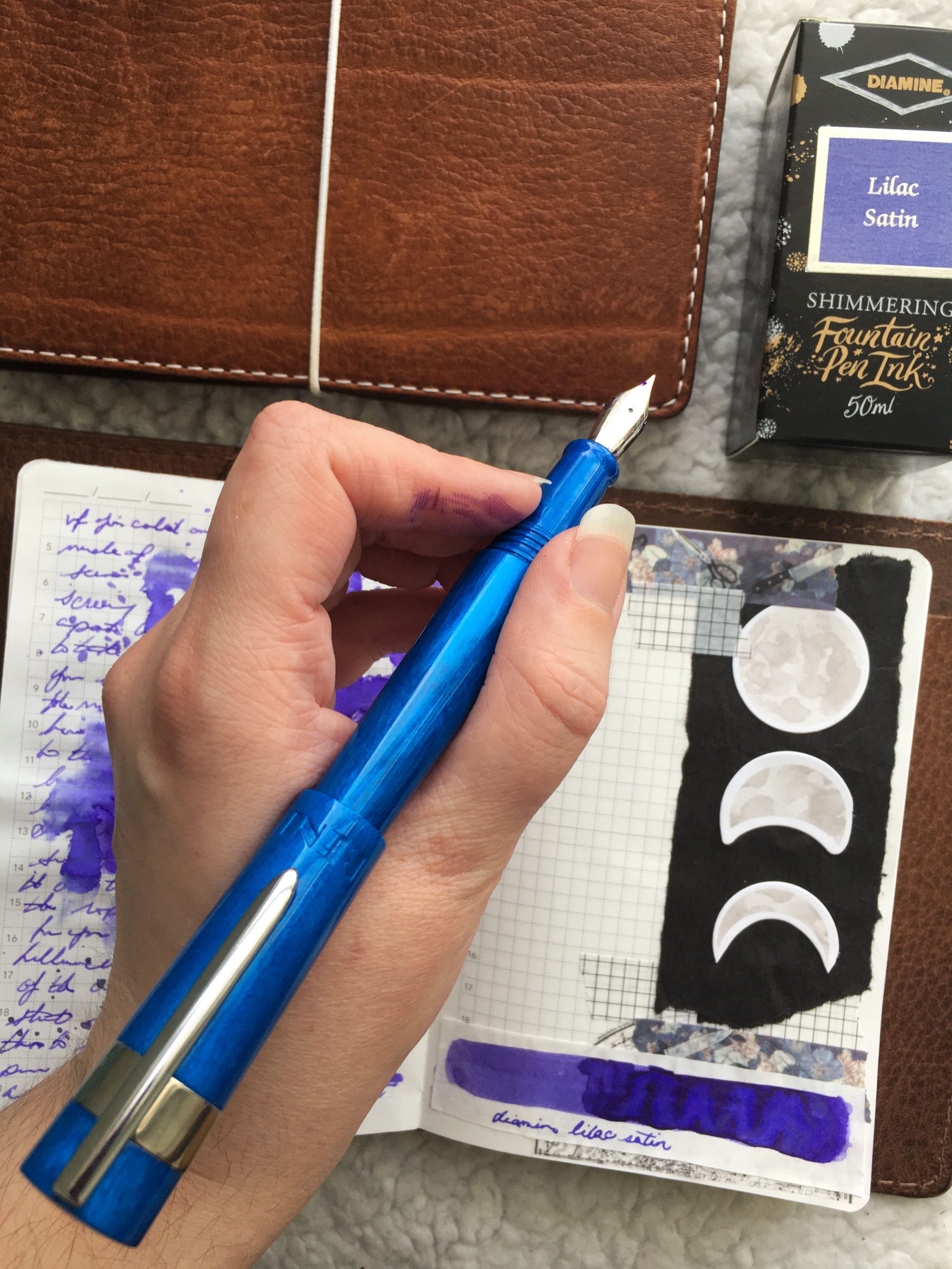 Benu Supreme Fountain Pen Review + Diamine Lilac Satin Shimmering Ink ...