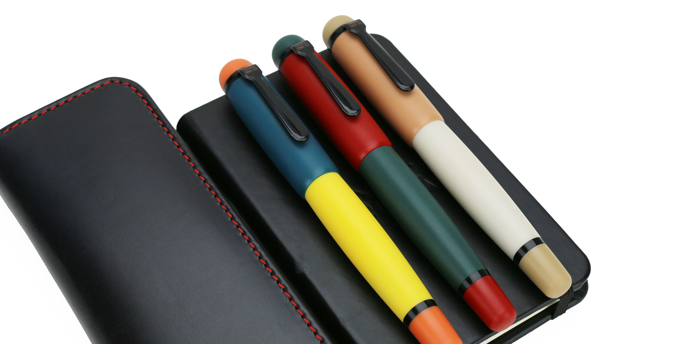 Omar Fountain Pens new colors november 2023 on notebook - Pen Chalet