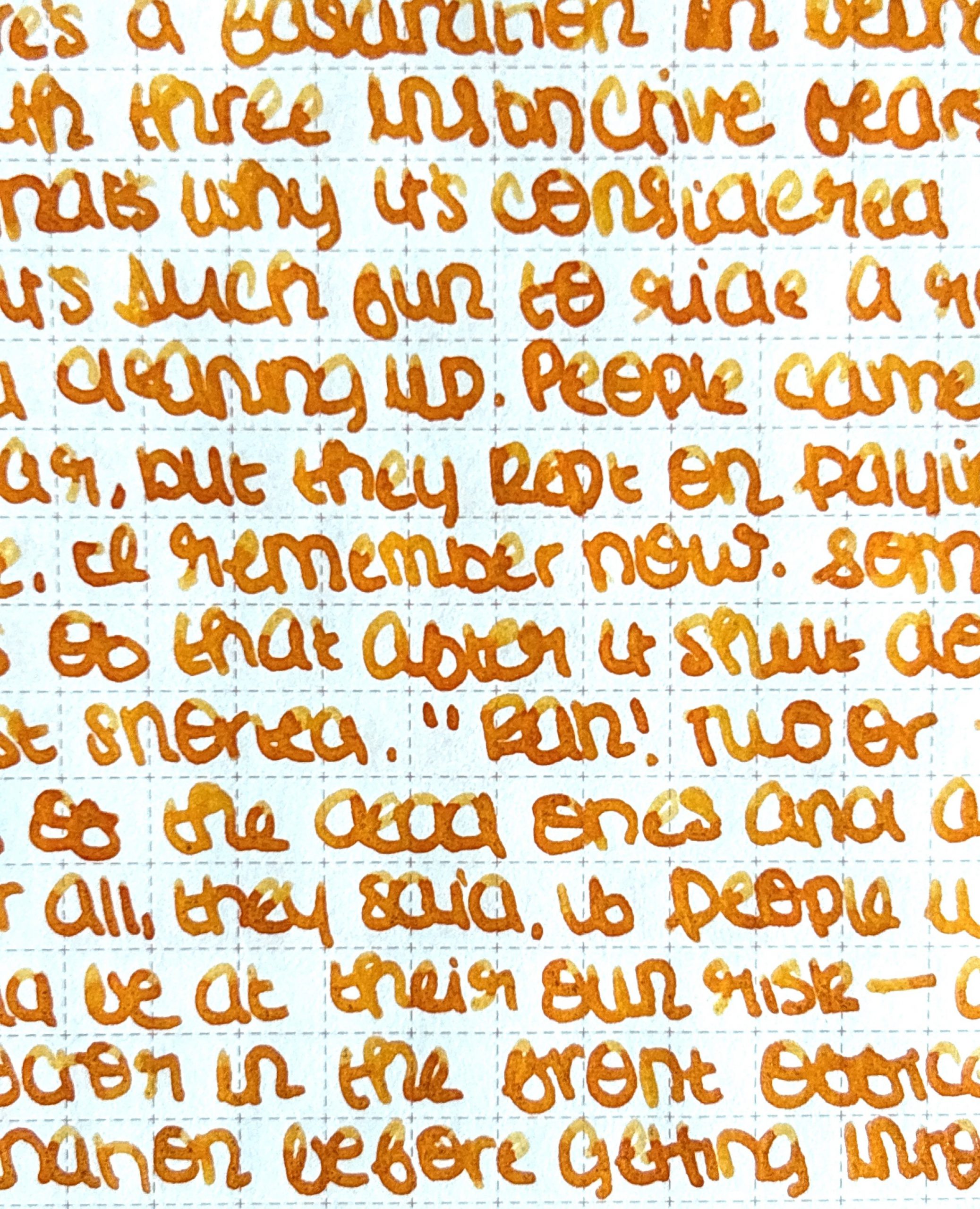 the sun writing sample, closeup - Pen Chalet