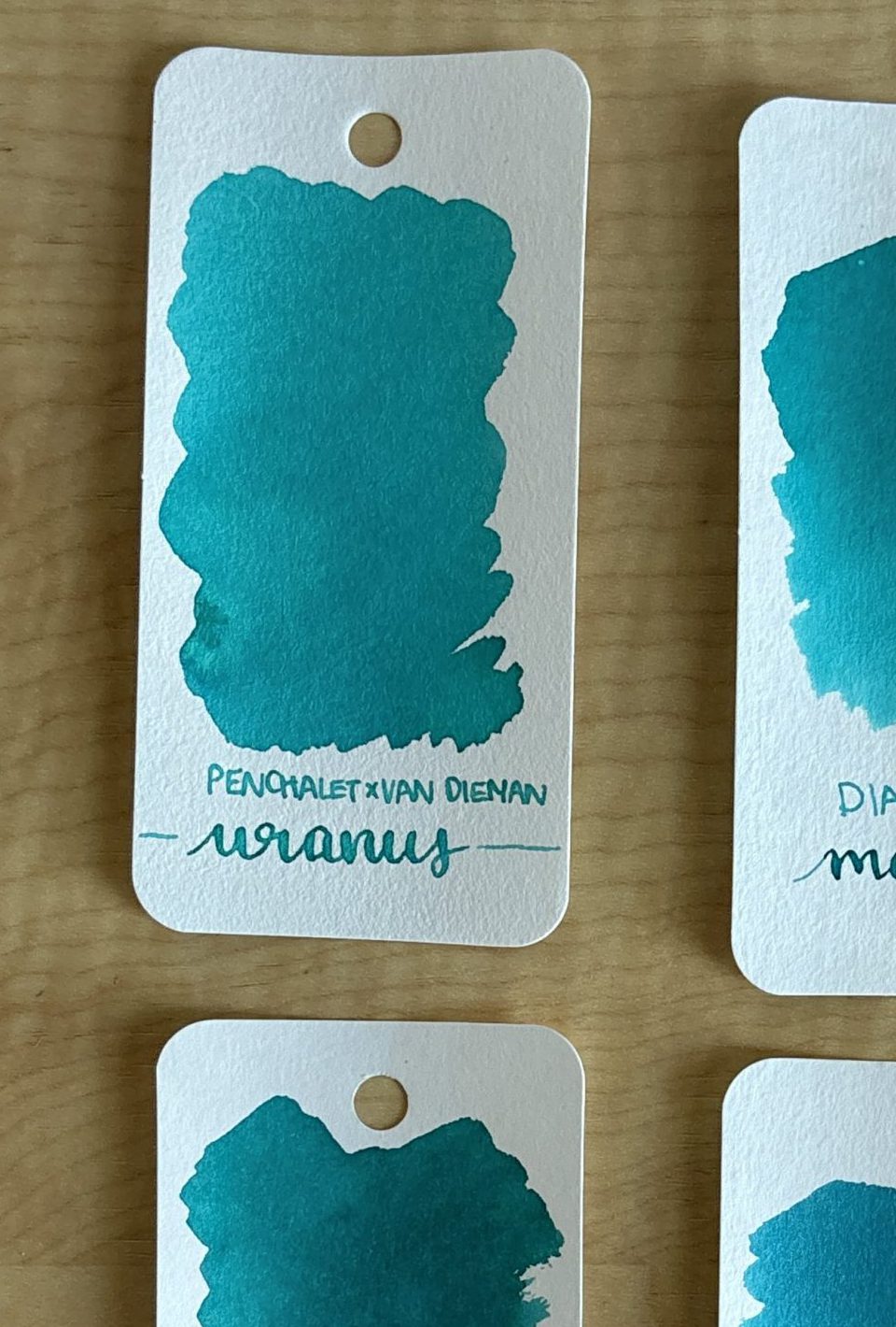 uranus ink swatch with comparison inks - Pen Chalet