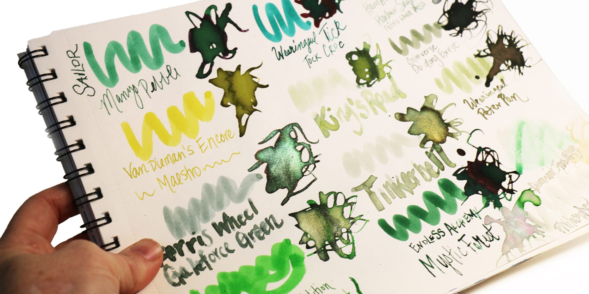 12 New Green Fountain Pen Inks Compared Side by Side | Pen Chalet