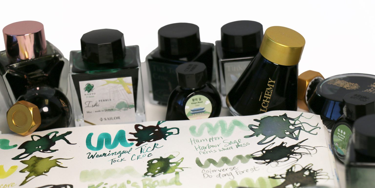 12 New Green Fountain Pen Inks Compared Side by Side | Pen Chalet