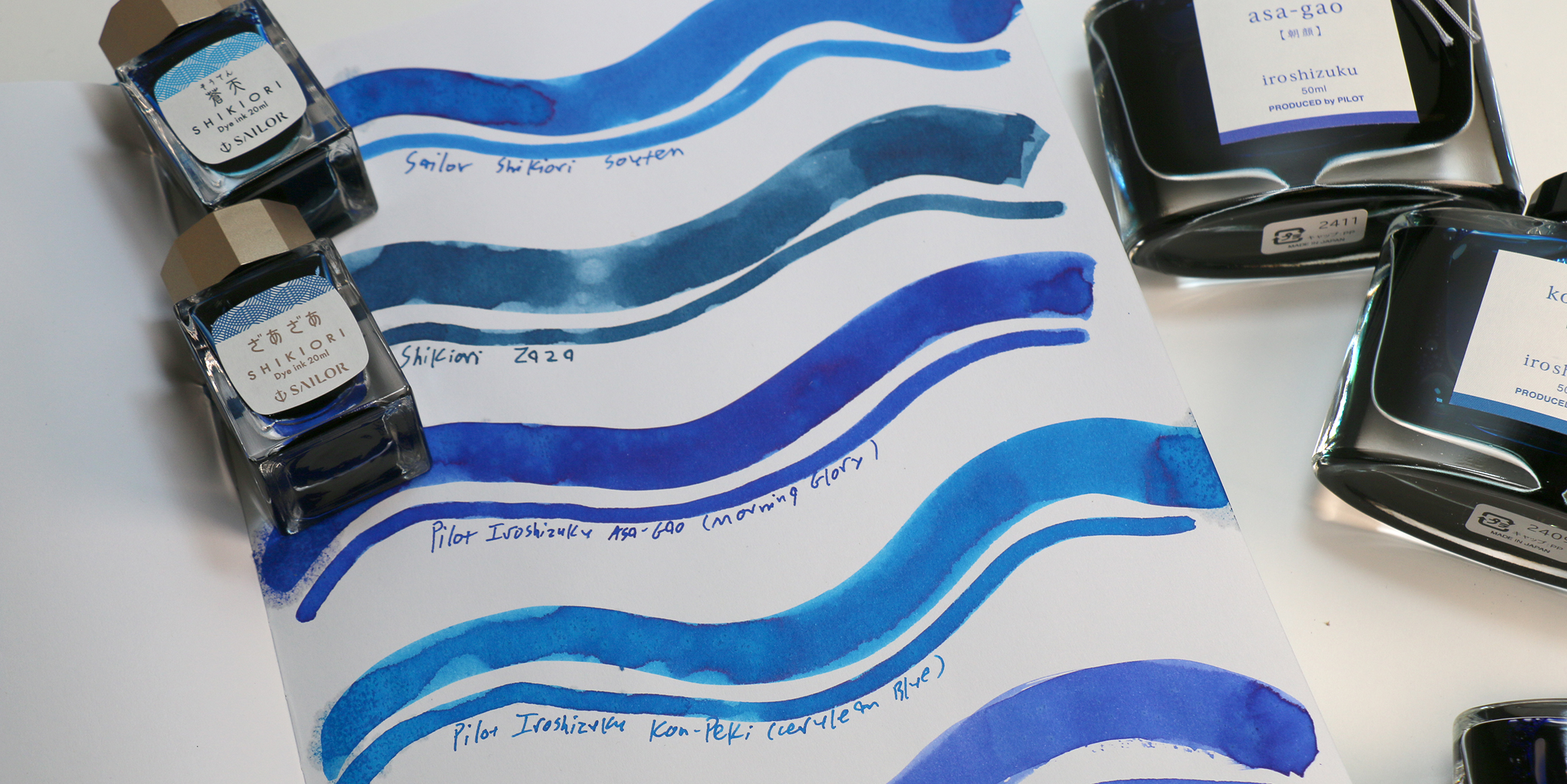 Sailor Shikiori vs Iroshizuku: Blue Ink Comparison - Pen Chalet