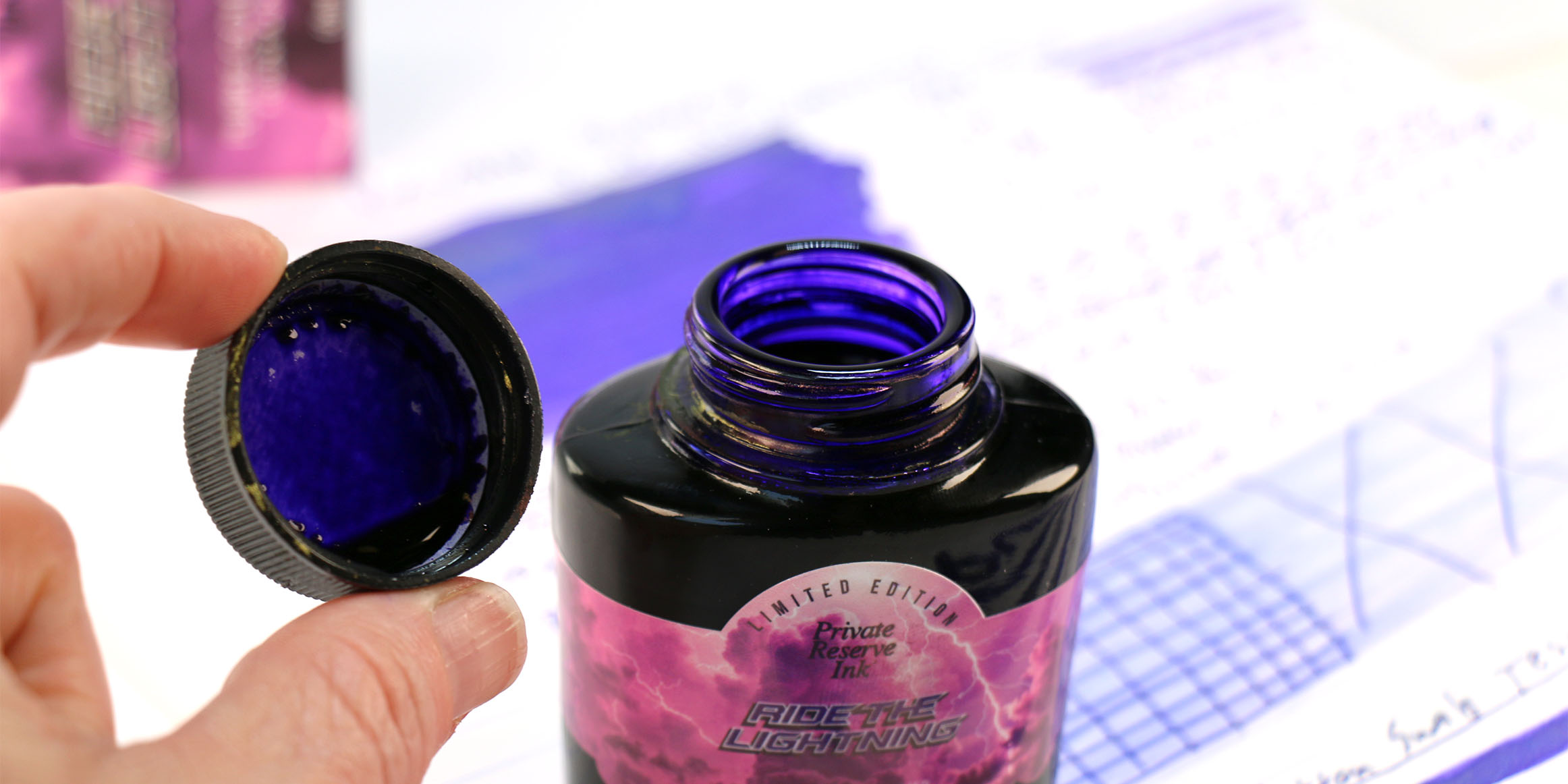 private reserve ride the lightning ink review open ink bottle - Pen Chalet